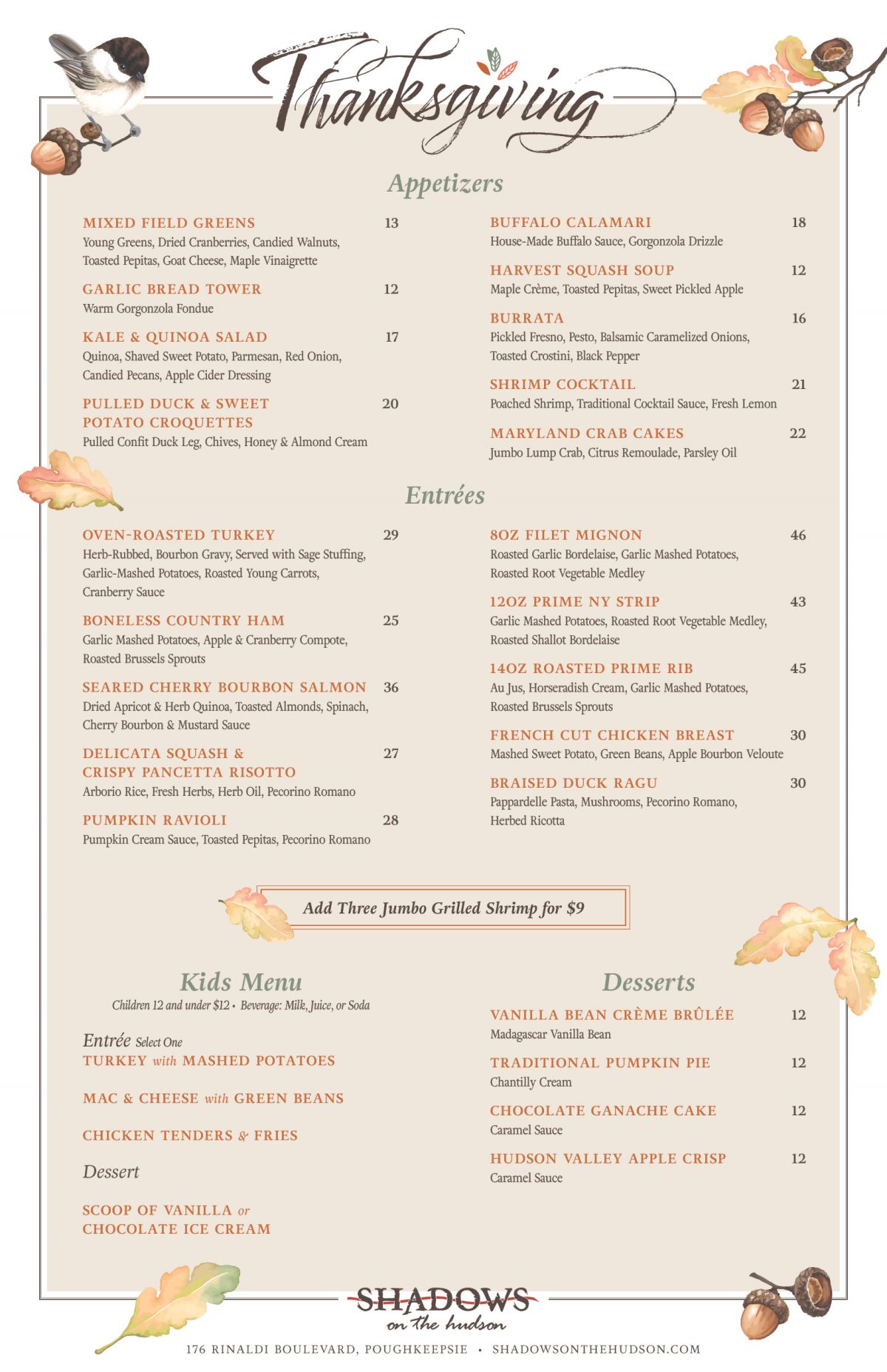 Shadows on the Hudson | Waterfront Restaurant Poughkeepsie