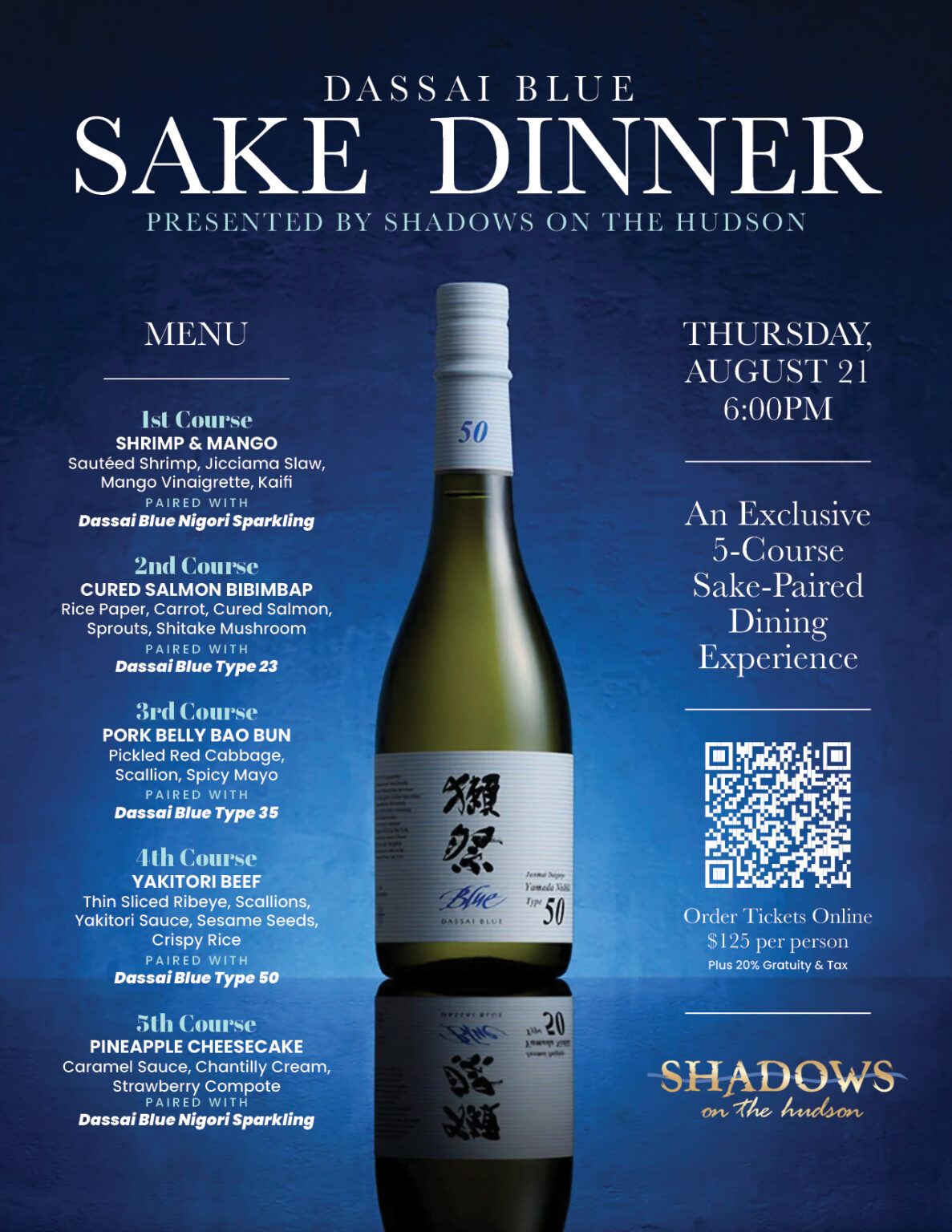 Dassai Blue Sake Dinner - Thursday, August 21